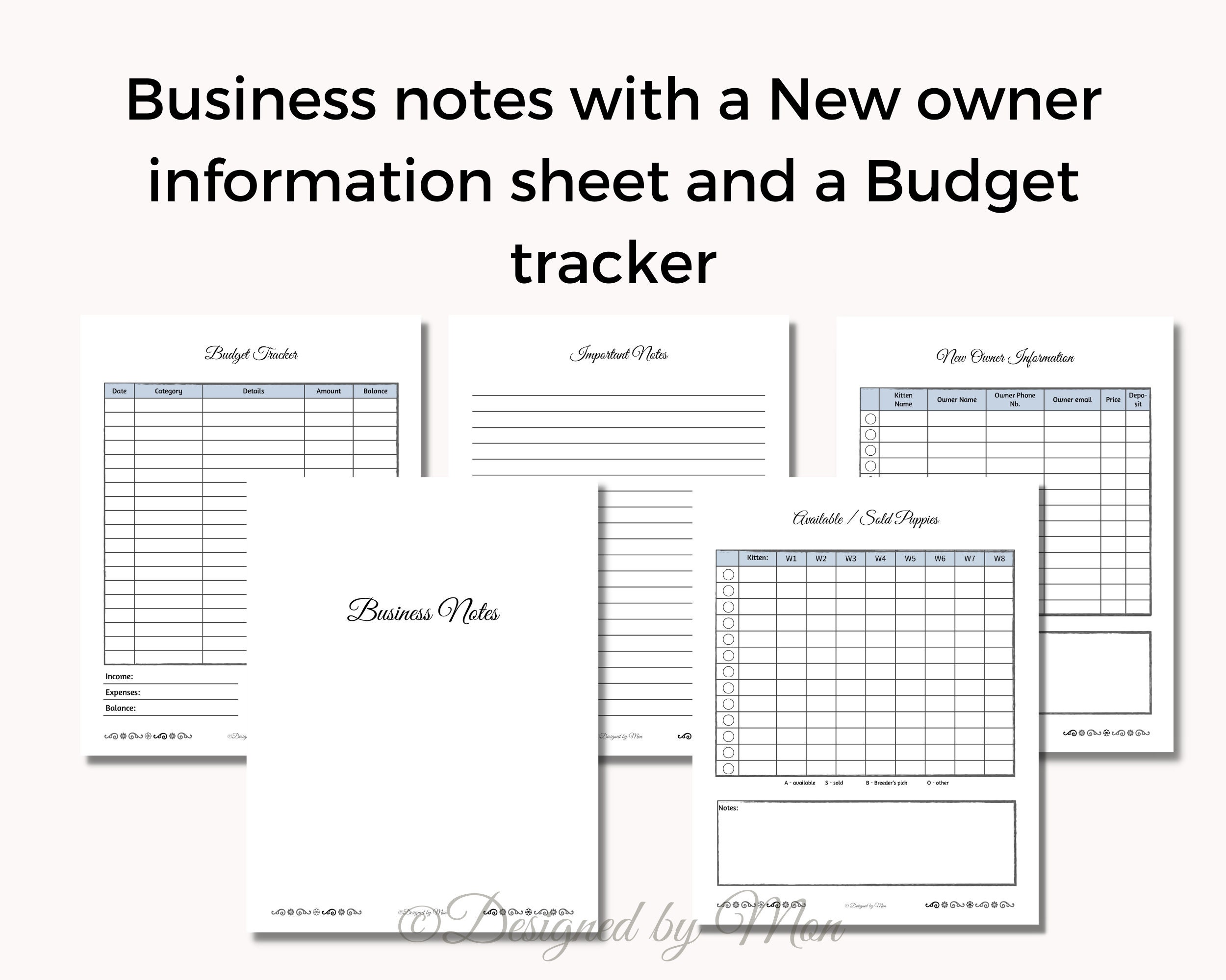 Dog Breeder Records Bundle With Whelping Records: Printable Dog Breeder ...
