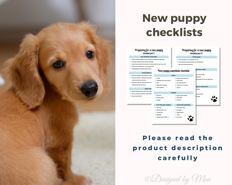 New Puppy Essentials Printable Checklists, New Puppy Shopping List ...