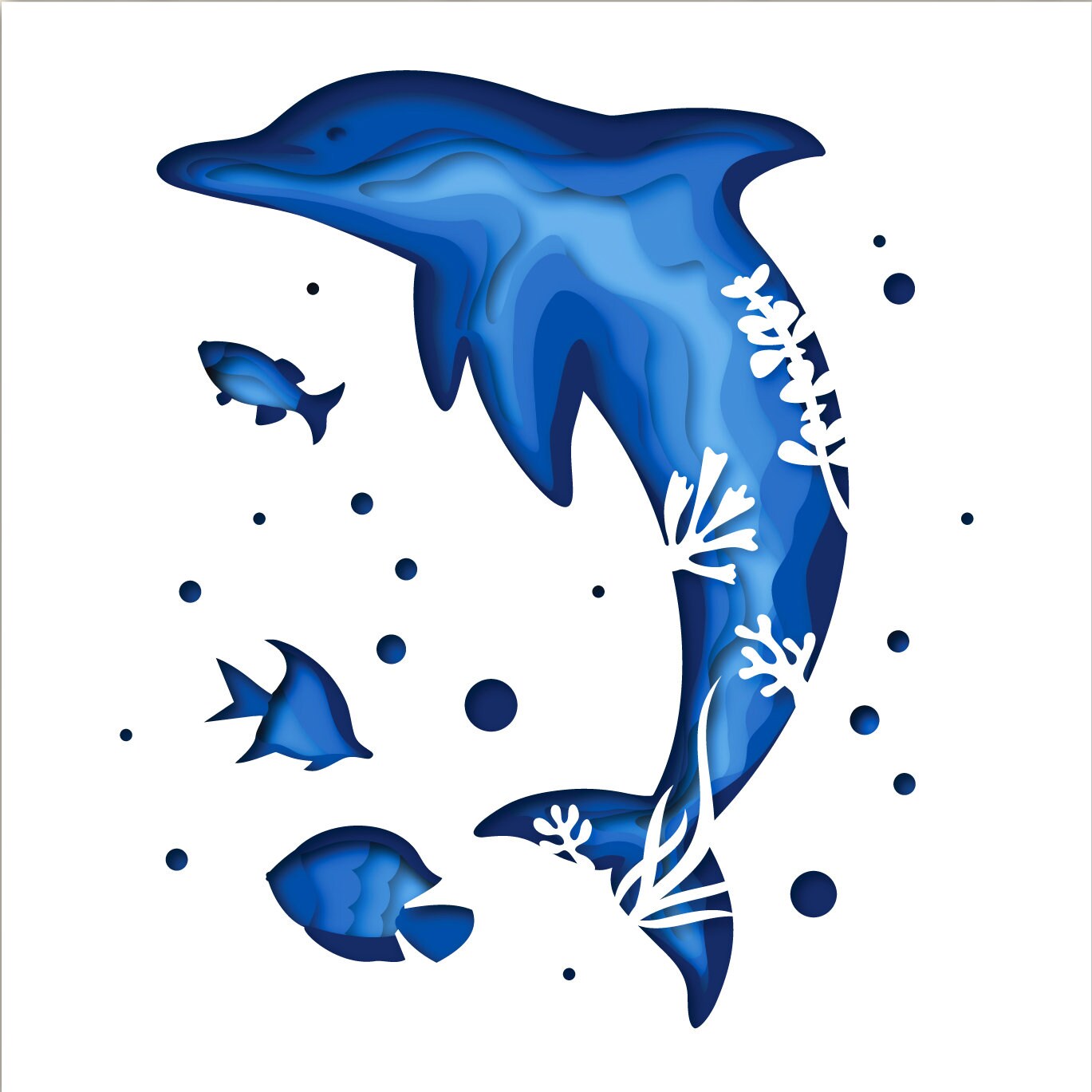 3D Dolphin Layered Paper Cut Sea Animal Sea Life Cricut - Etsy