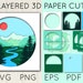 3D Landscape Layered Paper Cut SVG, Mountains, River and Trees, Forest ...