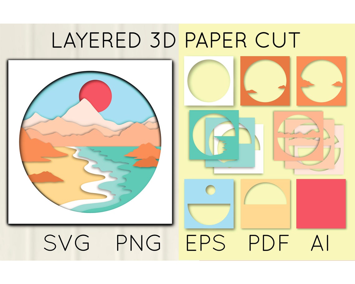3D Landscapes Layered Papercut Bundle 4 in 1 Mountains - Etsy