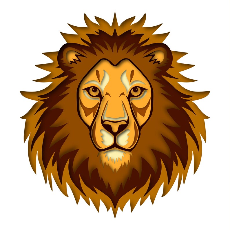 3D Lion Layered Paper Cut, African Animal, Cricut, Lion SVG, Lion ...