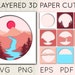 3D Landscape Layered Paper Cut SVG, Mountains, Waterfall and Trees ...