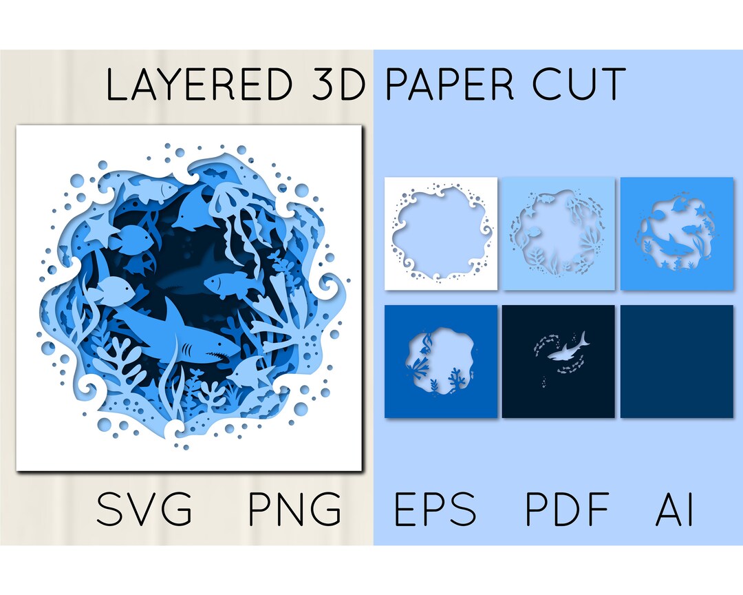 Under the Sea 3D Layered Paper Cut, Sea Creatures, Sea Life, Cricut ...