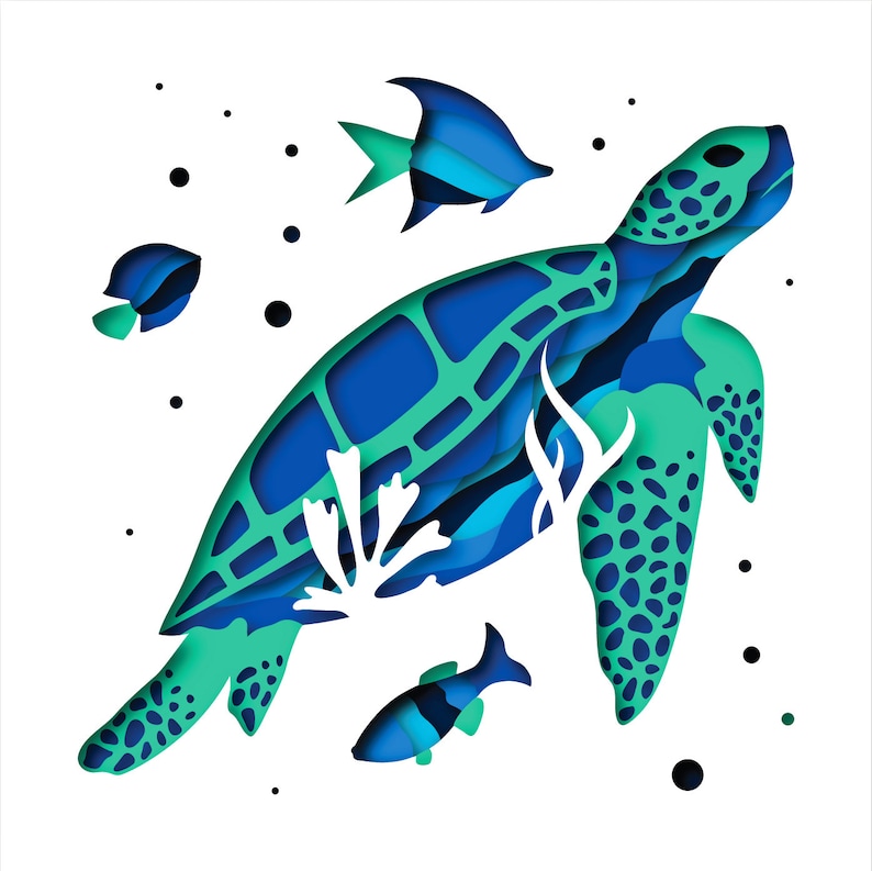 3D Sea Turtle Layered Paper Cut Sea Animal Cricut File Sea - Etsy