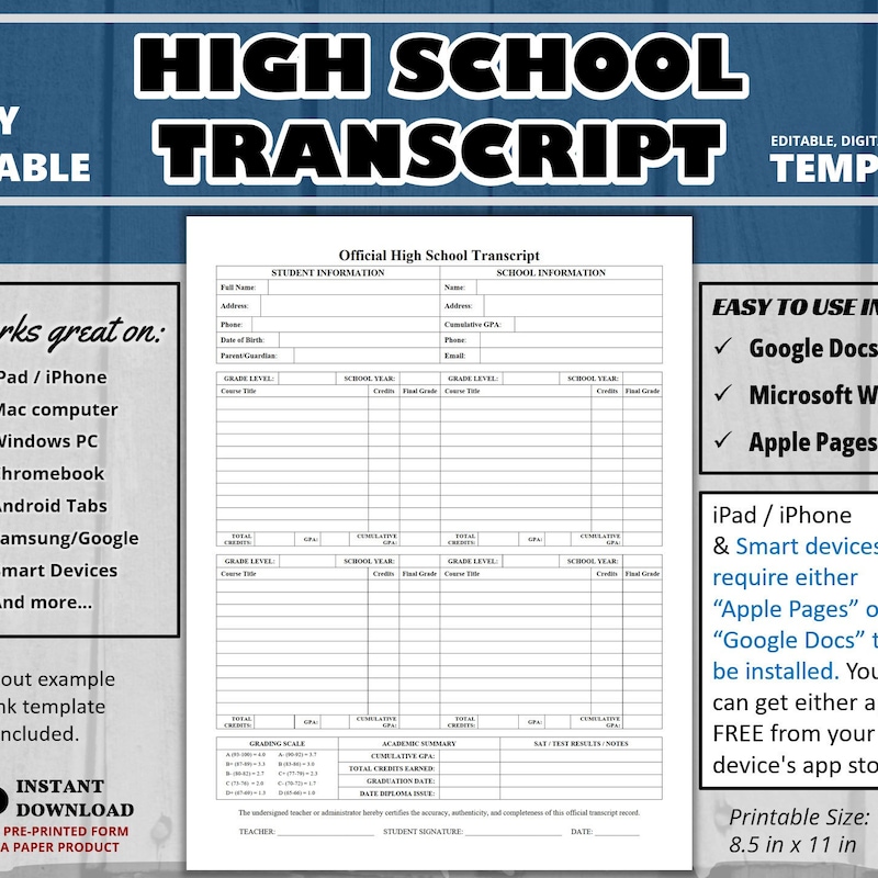 College Transcript Pdf - Etsy