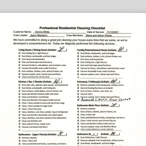 Professional Residential Cleaning Checklist Editable House - Etsy