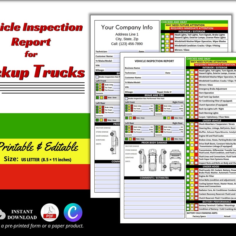 Semi Truck Inspection Form - Etsy
