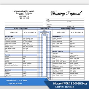 Classy Cleaning Proposal Template WORD, Blue, Commercial Cleaning ...
