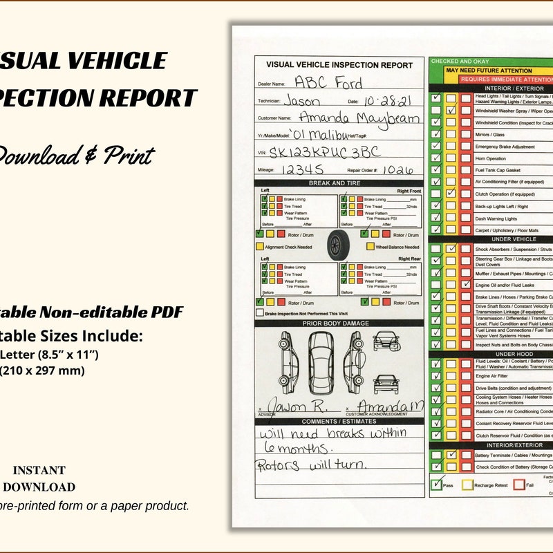 Visual Vehicle Inspection - Etsy