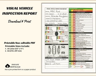 Visual Vehicle Inspection Report Card Editable PDF - Etsy