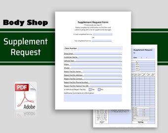 Auto Body Shop Supplement Form - Etsy