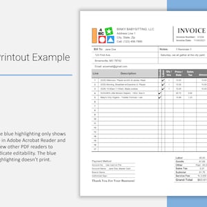 Childcare Invoice & Receipts, Babysitting (nanny) Service Invoice ...