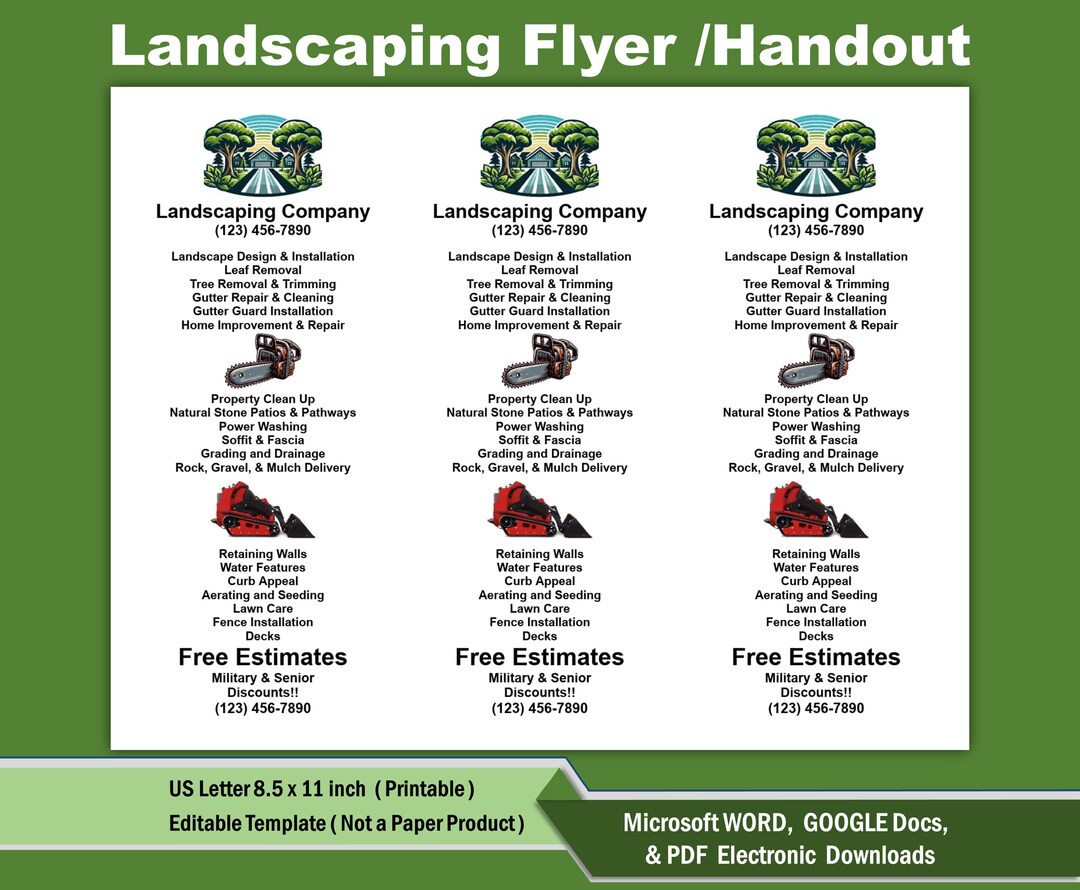 Editable Landscaping Flyer and Handout Template – 3-column Printable ...