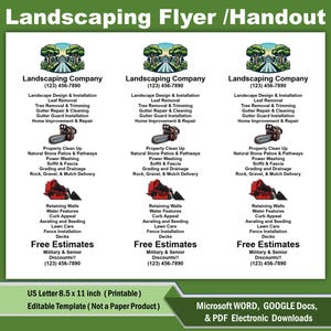 Editable Landscaping Flyer and Handout Template – 3-column Printable ...