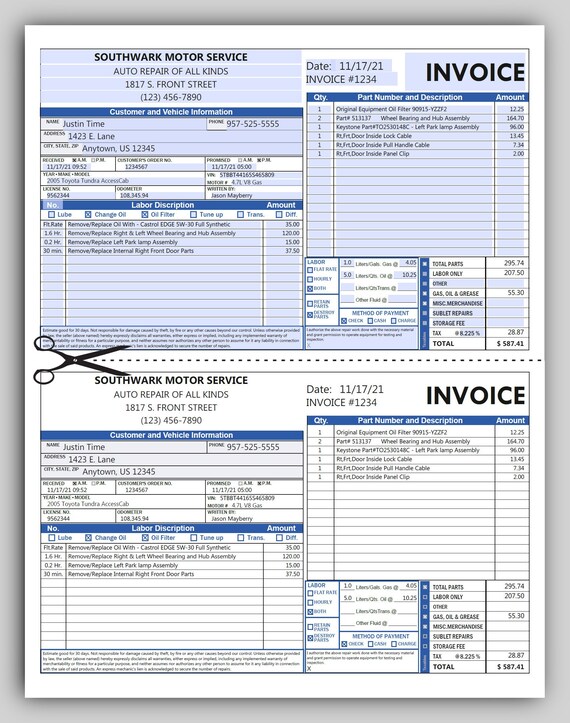 Auto Repair Invoice Invoice Invoices Invoicing Automobile Repair Form 
