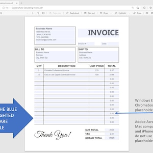 Auto-calculate Form Fields as You Fill Them In, Printable Invoice ...