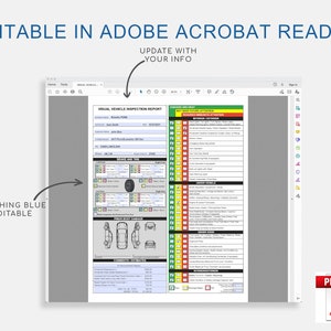 Visual Vehicle Inspection Report Fillable PDF Multi-point - Etsy