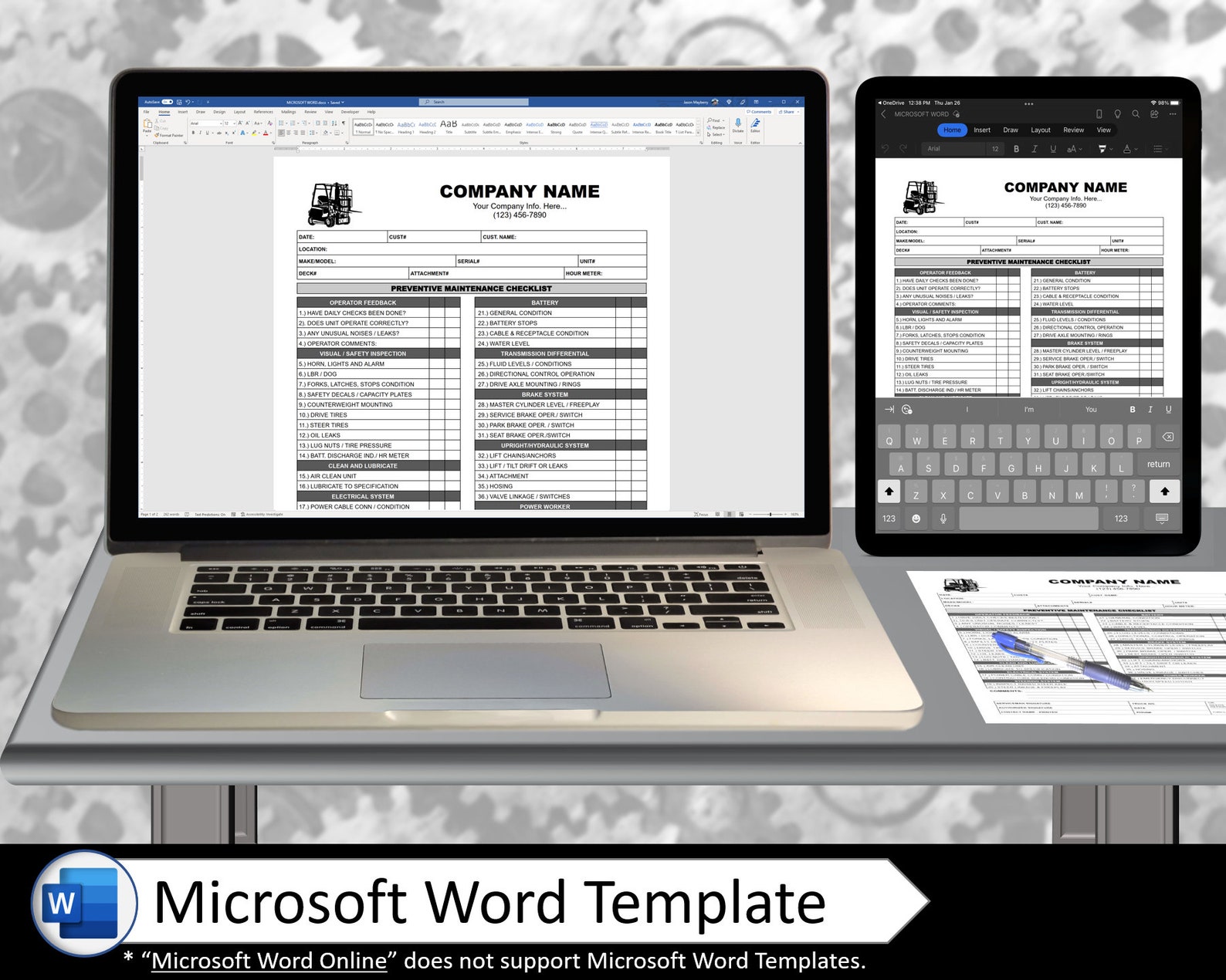 Electric Forklift Preventive Maintenance Checklist, Printable Forklift ...
