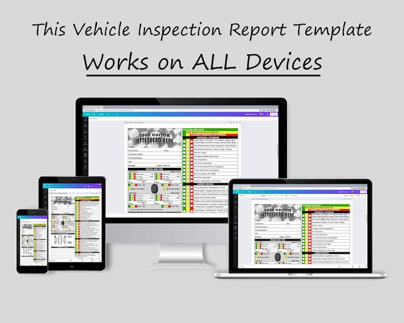 Visual Vehicle Inspection Report Fillable PDF Multi-point - Etsy