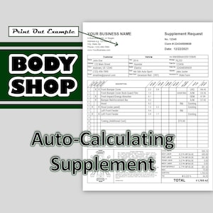 Auto Body Supplement Request Form 2 Page, Body Shop Insurance ...