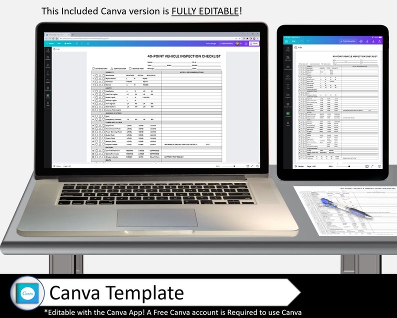40-point Vehicle Inspection Report, Multi-point Inspection Checklist ...