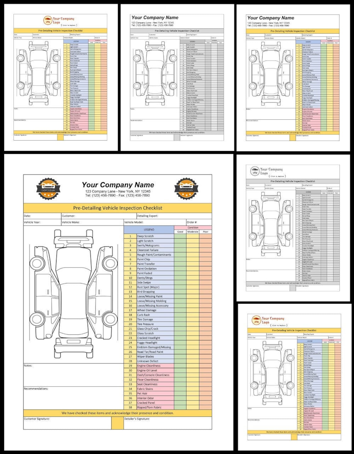 Pre-detailing Vehicle Inspection Checklist Form - Etsy