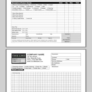 Rain Gutter Installation Company Estimate, Invoice or Work Order ...