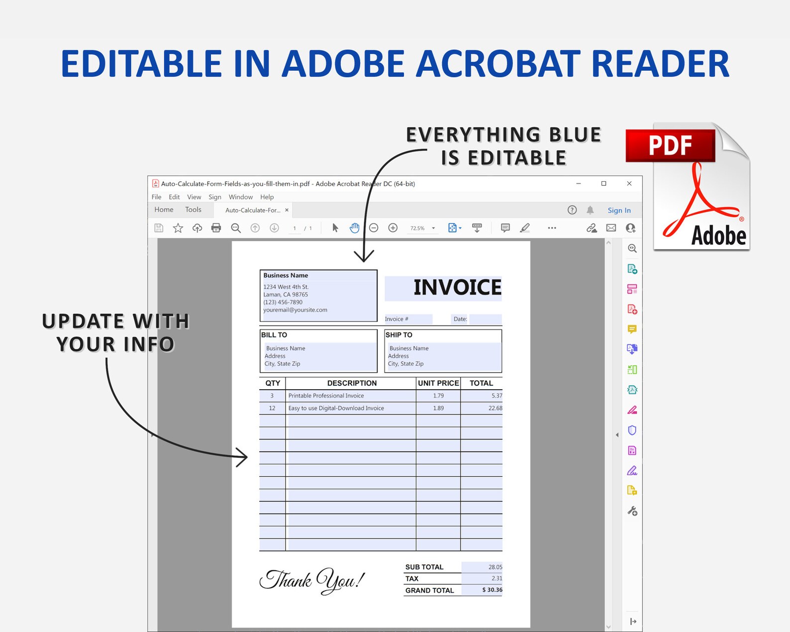 Auto-calculate Form Fields as You Fill Them In Printable - Etsy