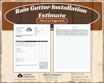 Gutter Installation Contract Template | Editable & Printable - Etsy