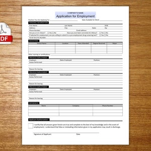 Application for Employment Pdf Printable, Application for Employment ...