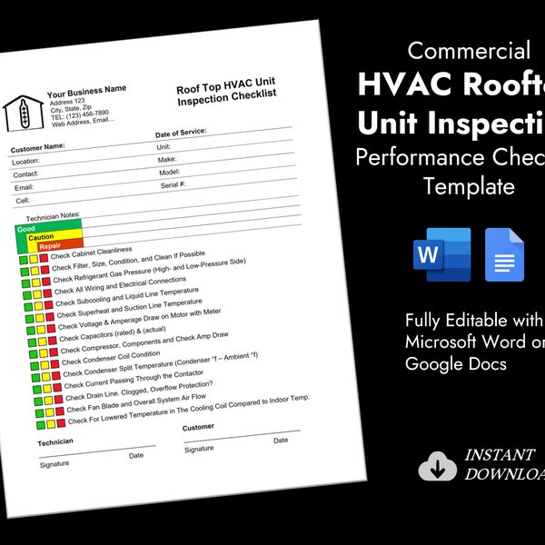 Hvac Checklist - Etsy