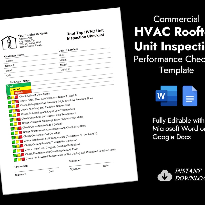Hvac Maintenance Check List - Etsy