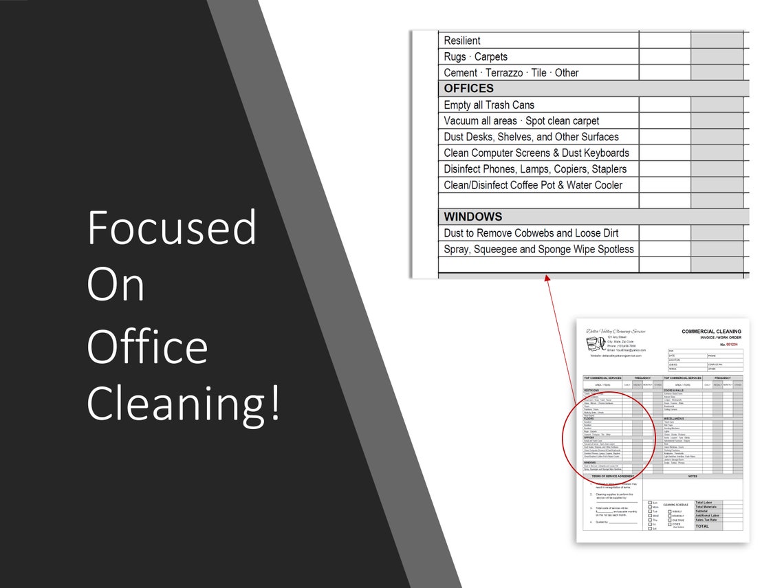 Commercial Cleaning Business Invoice for Office Cleaning | Etsy