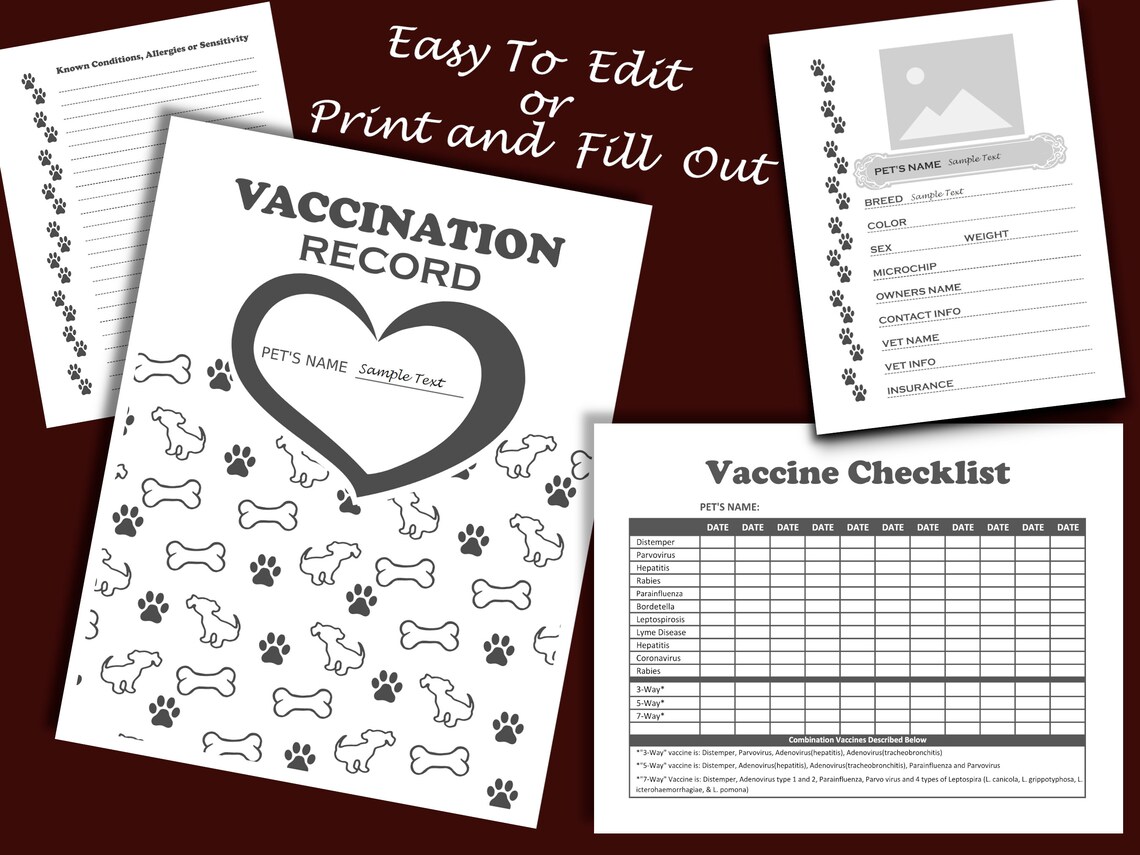 Dog Vaccine Record Printable
