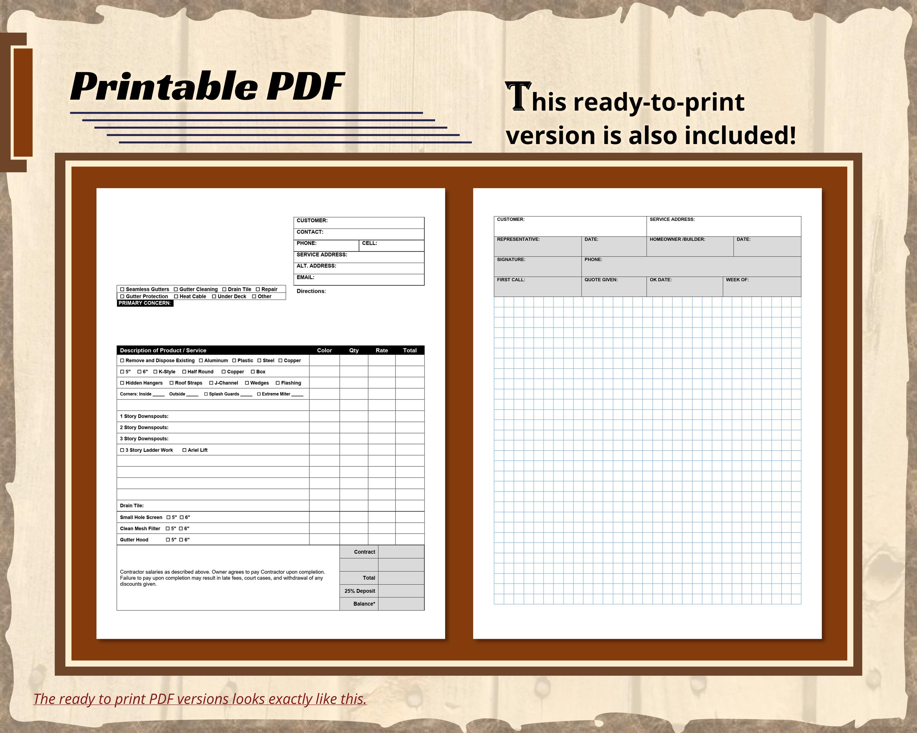 Rain Gutter Installation Estimate, Invoice & Work Order Template ...