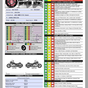 Visual Motorcycle Inspection Report Fillable PDF Multi-point Motorcycle ...