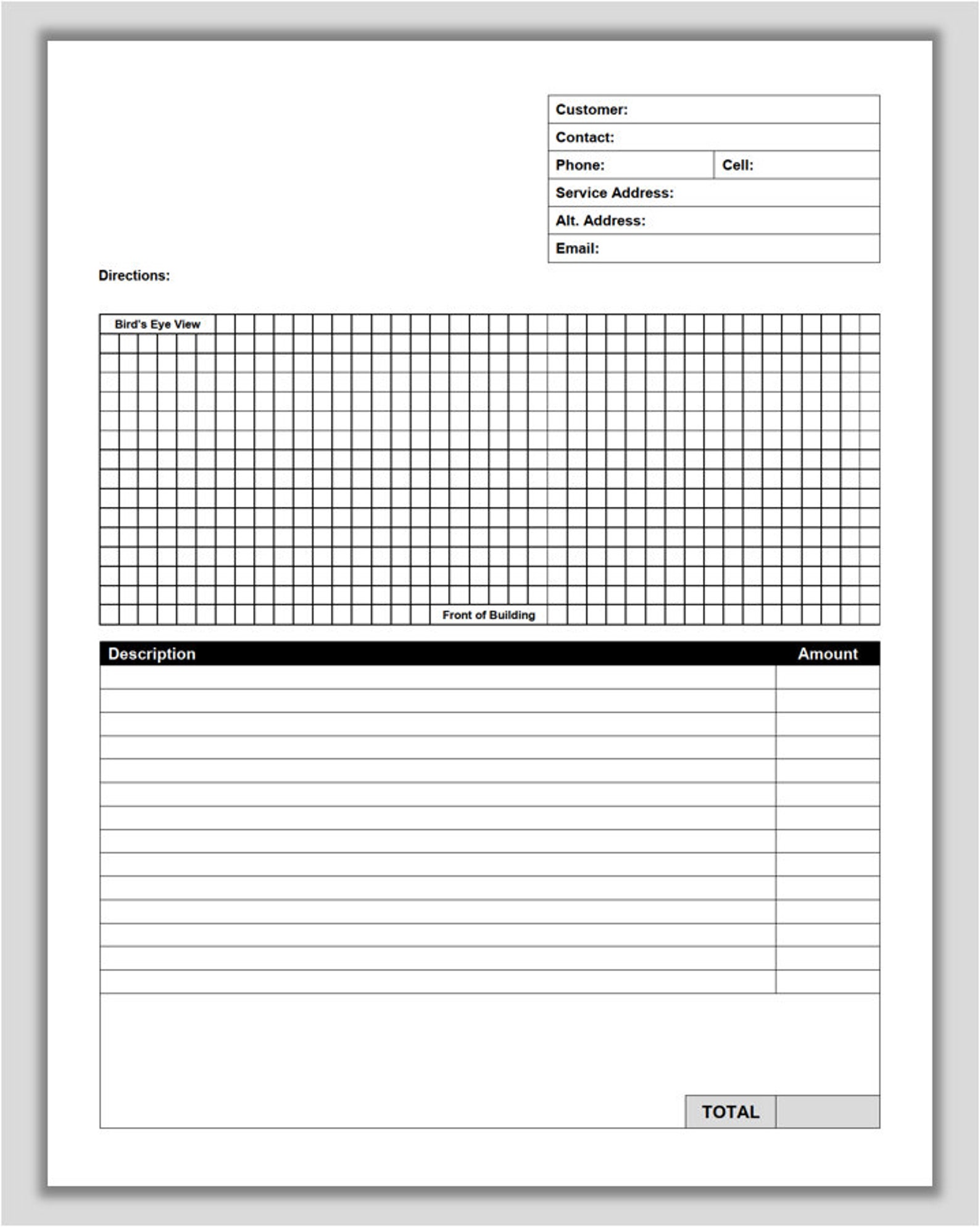 Gutter Installation Estimate, Invoice or Work Order, Printable Rain ...