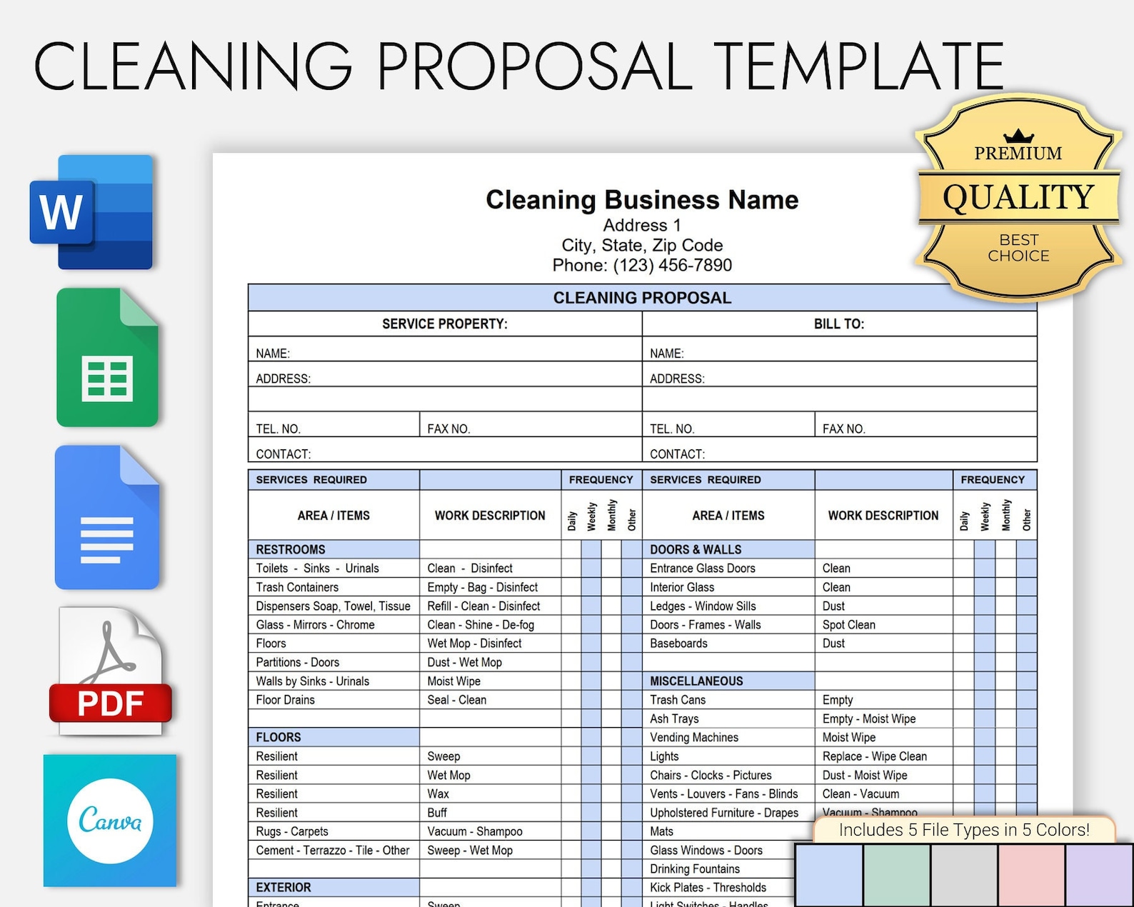 Cleaning Proposal Form in 2 Sizes, A4 & US Letter, Really Professional ...