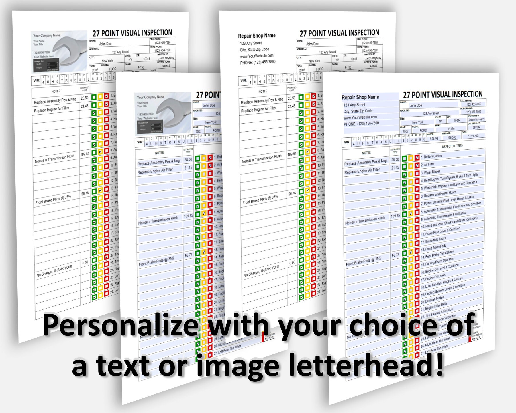 27 Point Visual Vehicle Inspection Form Fillable PDF - Etsy Australia