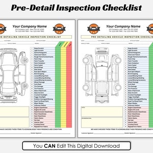 Car Detailing Template, Auto Detailing Template, Pre-detailing Vehicle ...
