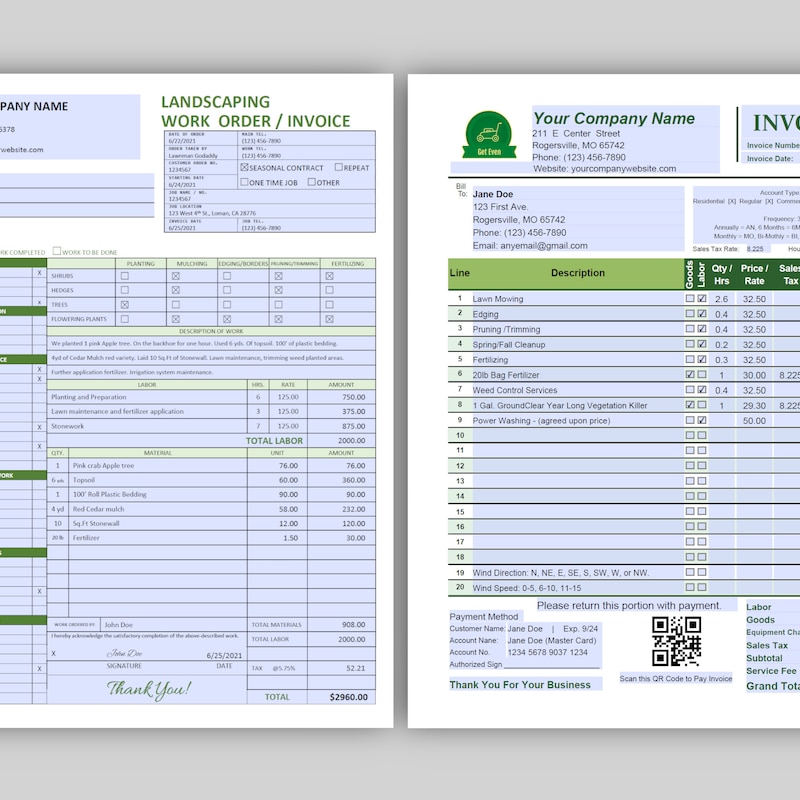 Lawn Care Invoice - Etsy