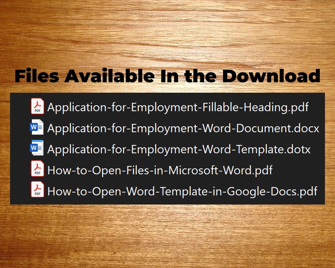 Application for Employment Pdf Printable Application for - Etsy