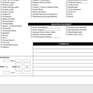 Tow Truck Checklist for Drivers, Wrecker Towing Equipment Checklist ...