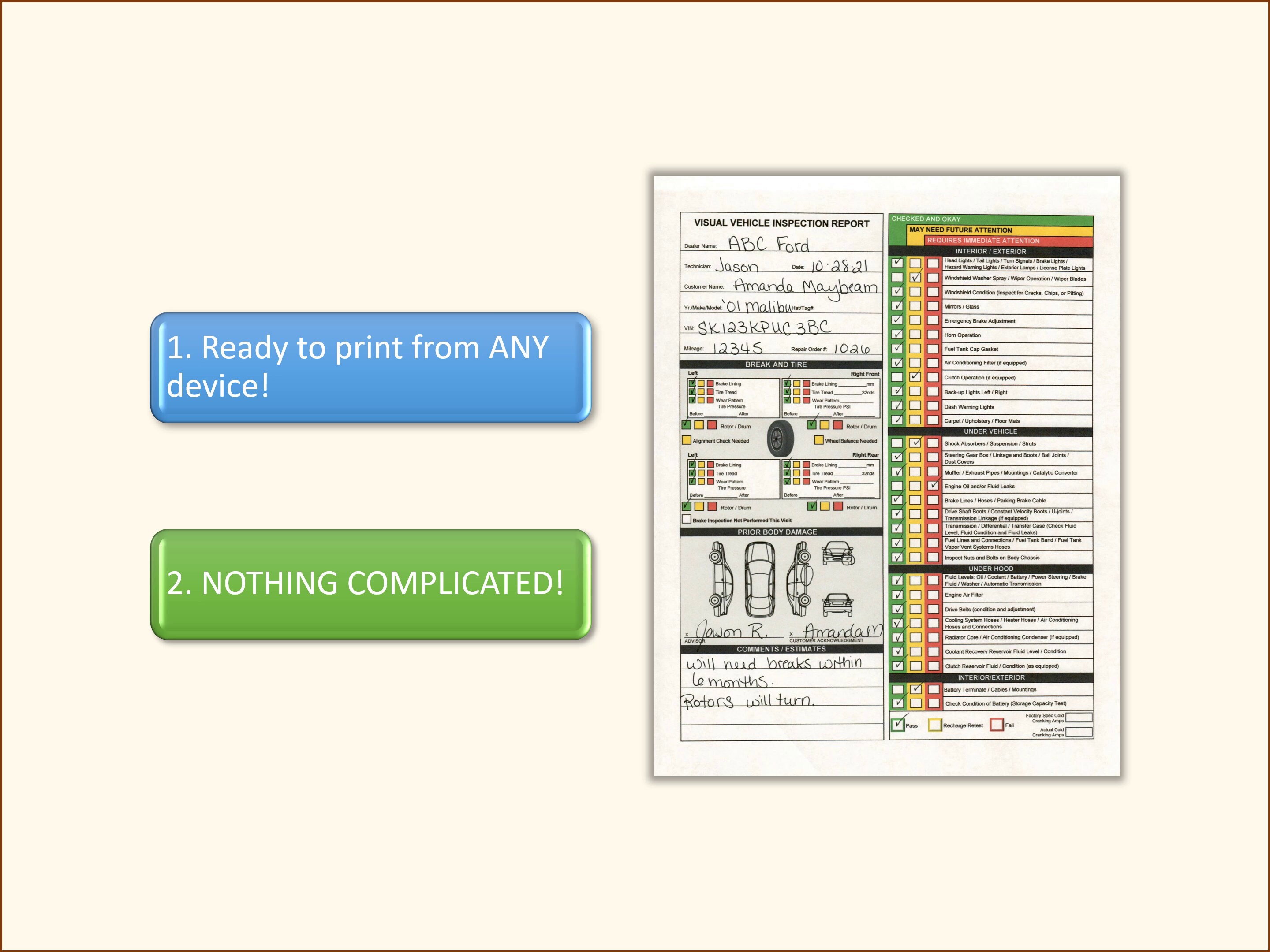 Visual Vehicle Inspection Report | Multi-point Inspection | Vehicle ...