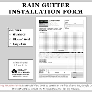 Rain Gutter Installation Company Estimate, Invoice or Work Order ...