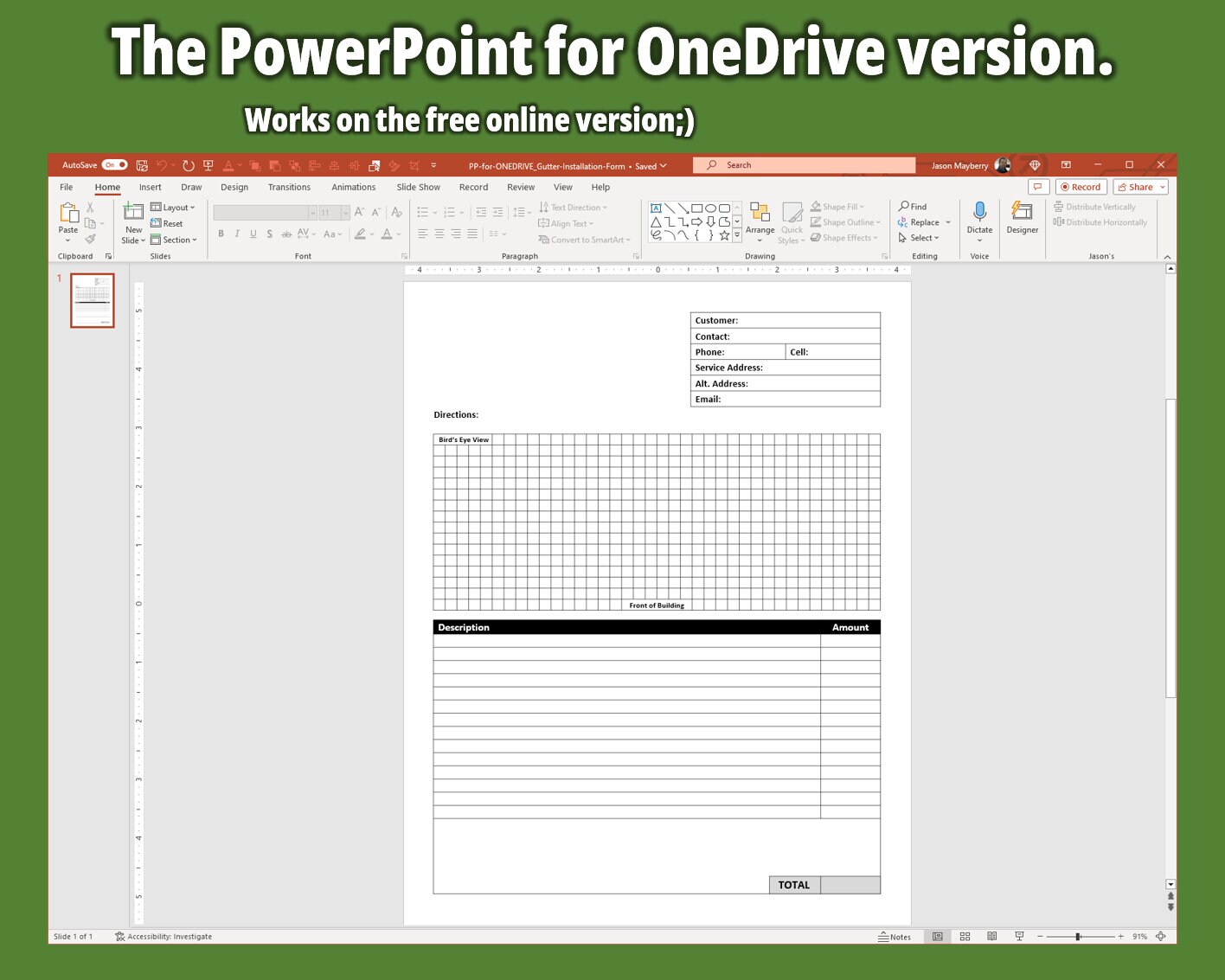 Gutter Installation Estimate, Invoice or Work Order, Printable Rain ...
