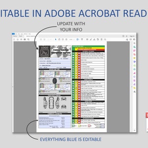 Visual Vehicle Inspection Report Fillable PDF Multi-point - Etsy