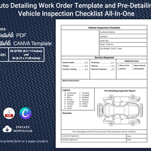Auto Detailing Work Order Template and Pre-detailing Vehicle Inspection ...