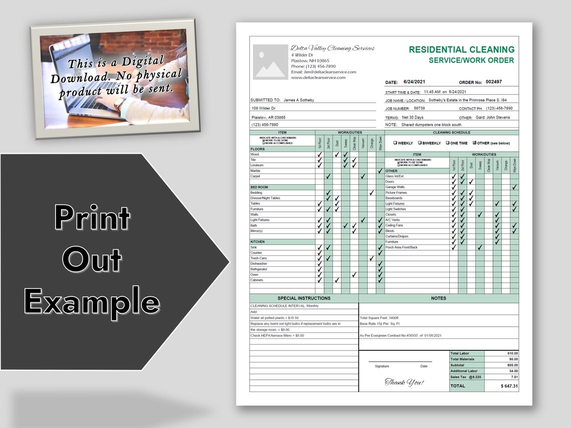 Residential Cleaning Service | Estimate | Invoice | Work Order ...